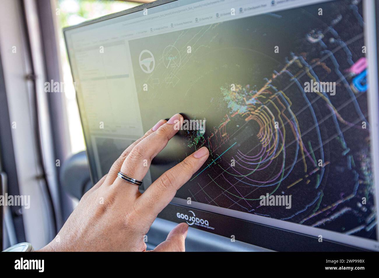 Ayutthaya, Thailand. 5th Mar, 2024. A staff member shows a radar map ...