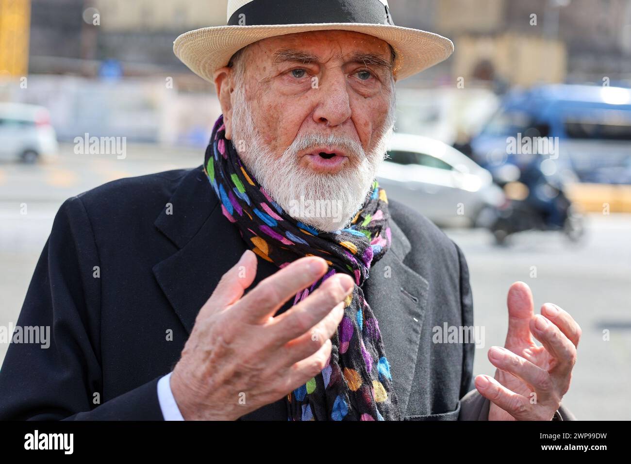 Napoli, Italy, 6 March 2024. The artist Michelangelo Pistoletto during ...
