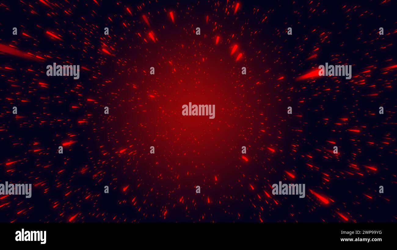 Flight through a field of red particles, abstract background Stock ...