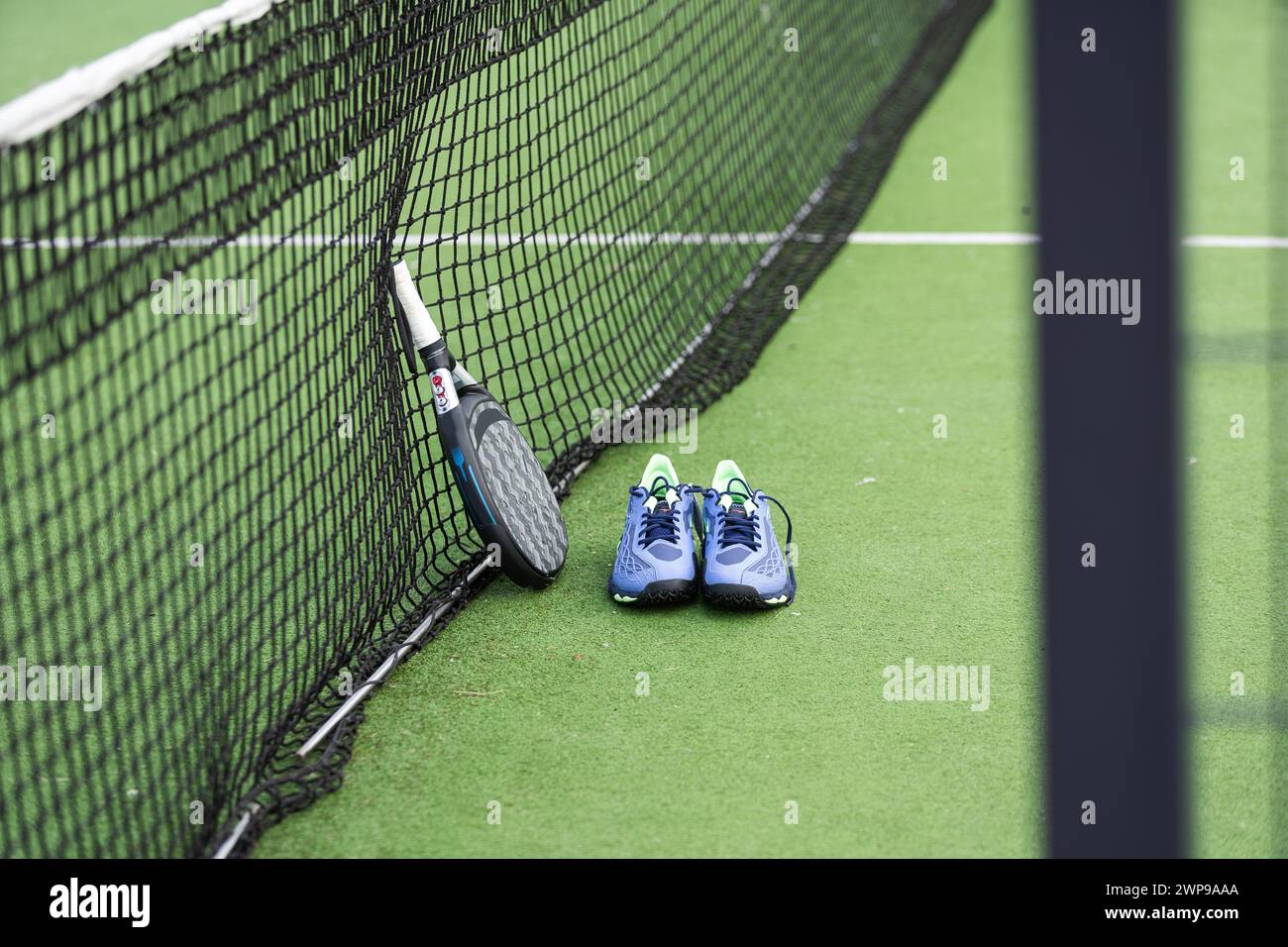 Paddle tennis objects and court Stock Photo - Alamy