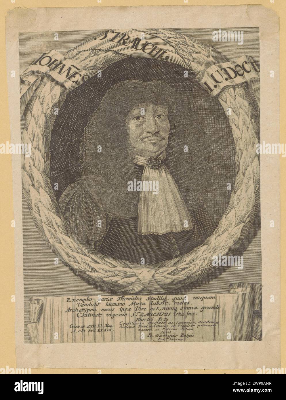 17th-century portrait of Johannes Strauchius, showing facial features ...