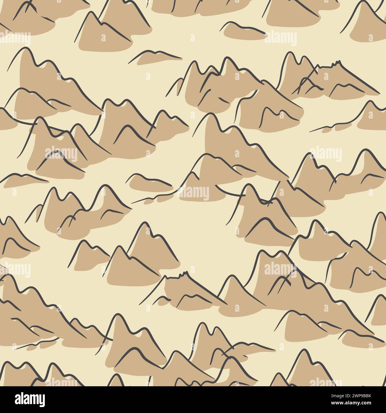 Hand drawn mountain seamless pattern. Landscape pattern. Vector ...