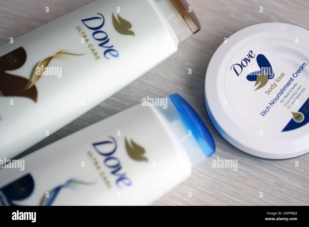 KYIV, UKRAINE - FEBRUARY 27, 2024 Production of Dove is a personal care ...