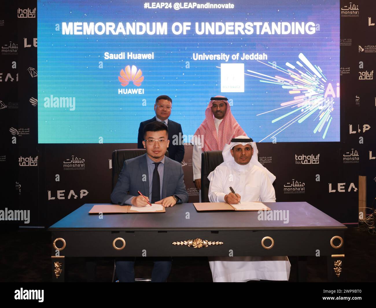 Riyadh, Saudi Arabia. 5th Mar, 2024. Representatives from Huawei and ...