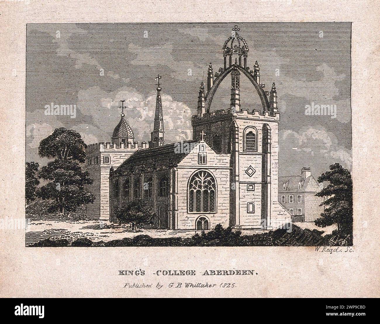 King's College Aberdeen, engraving by William Read, Date: 1825 Stock ...