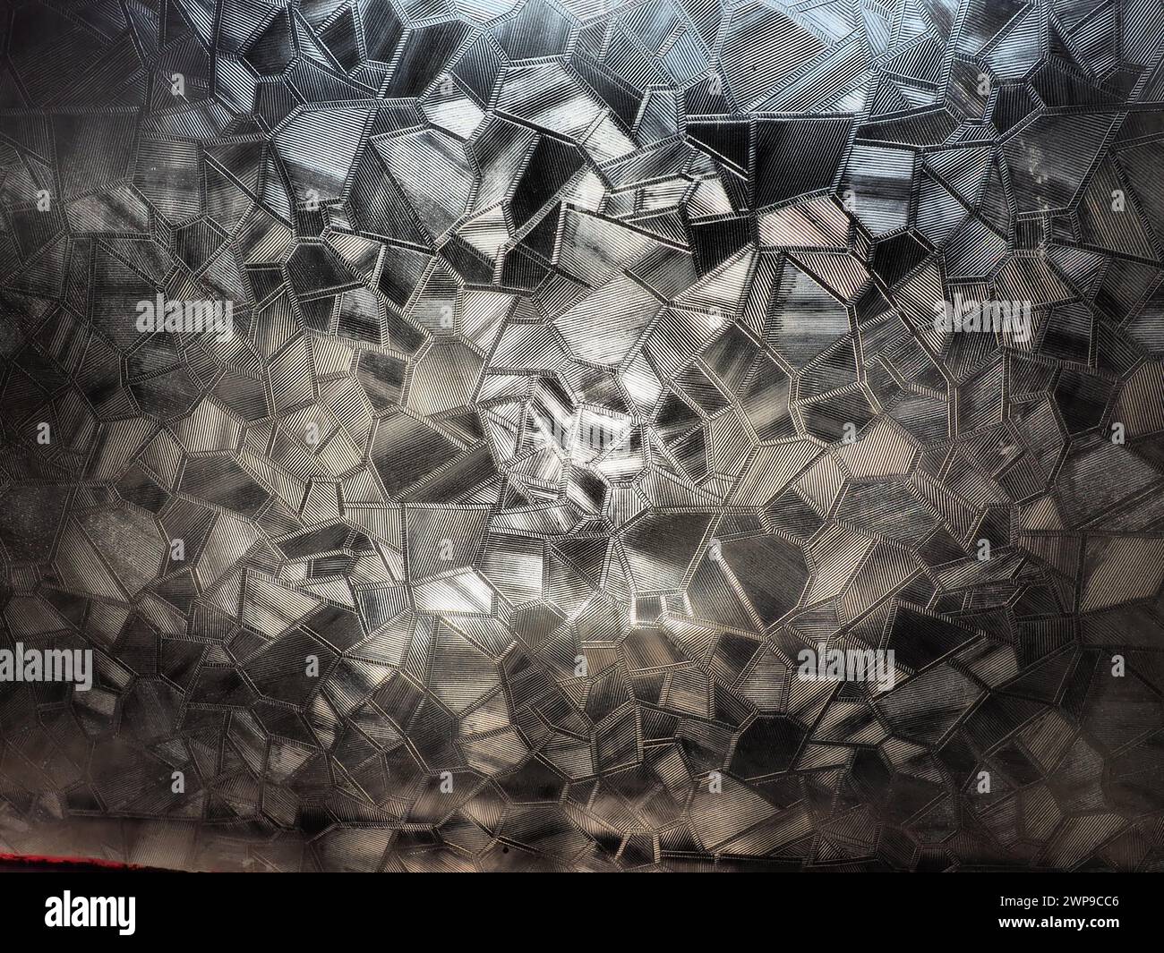corrugated glass, black and white monochrome image. Abstract pattern on ...