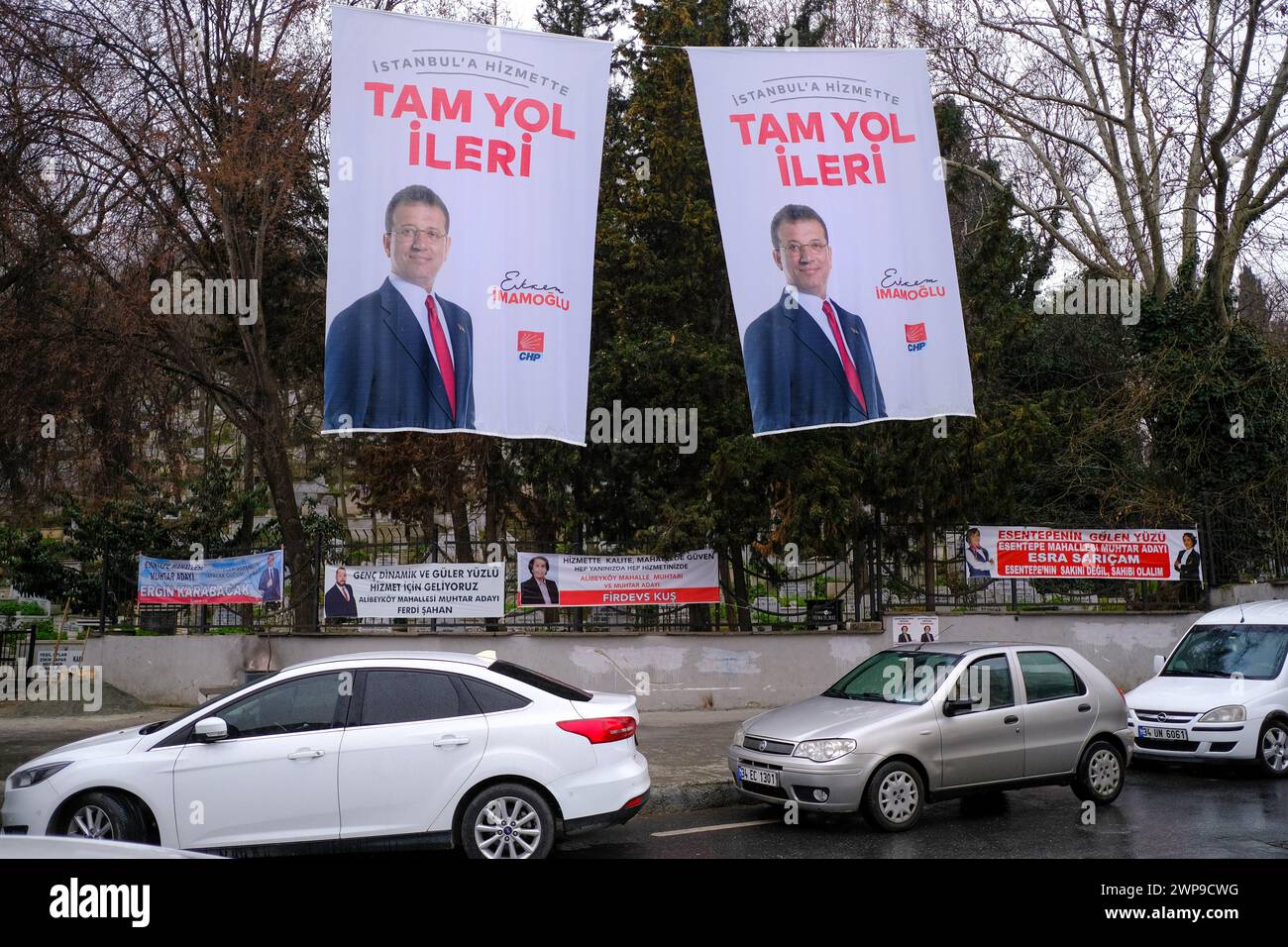 Election posters of the mayor and candidate for re-election, Ekrem ...