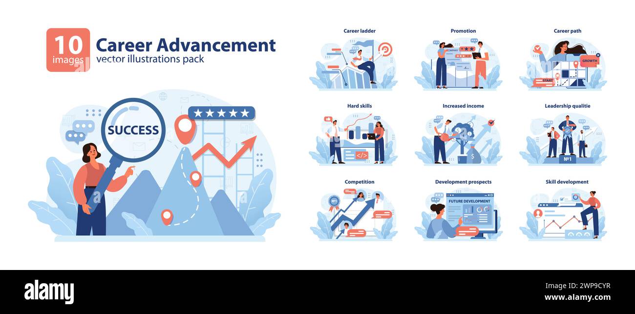 Career Advancement set explores professional growth, showcasing ...