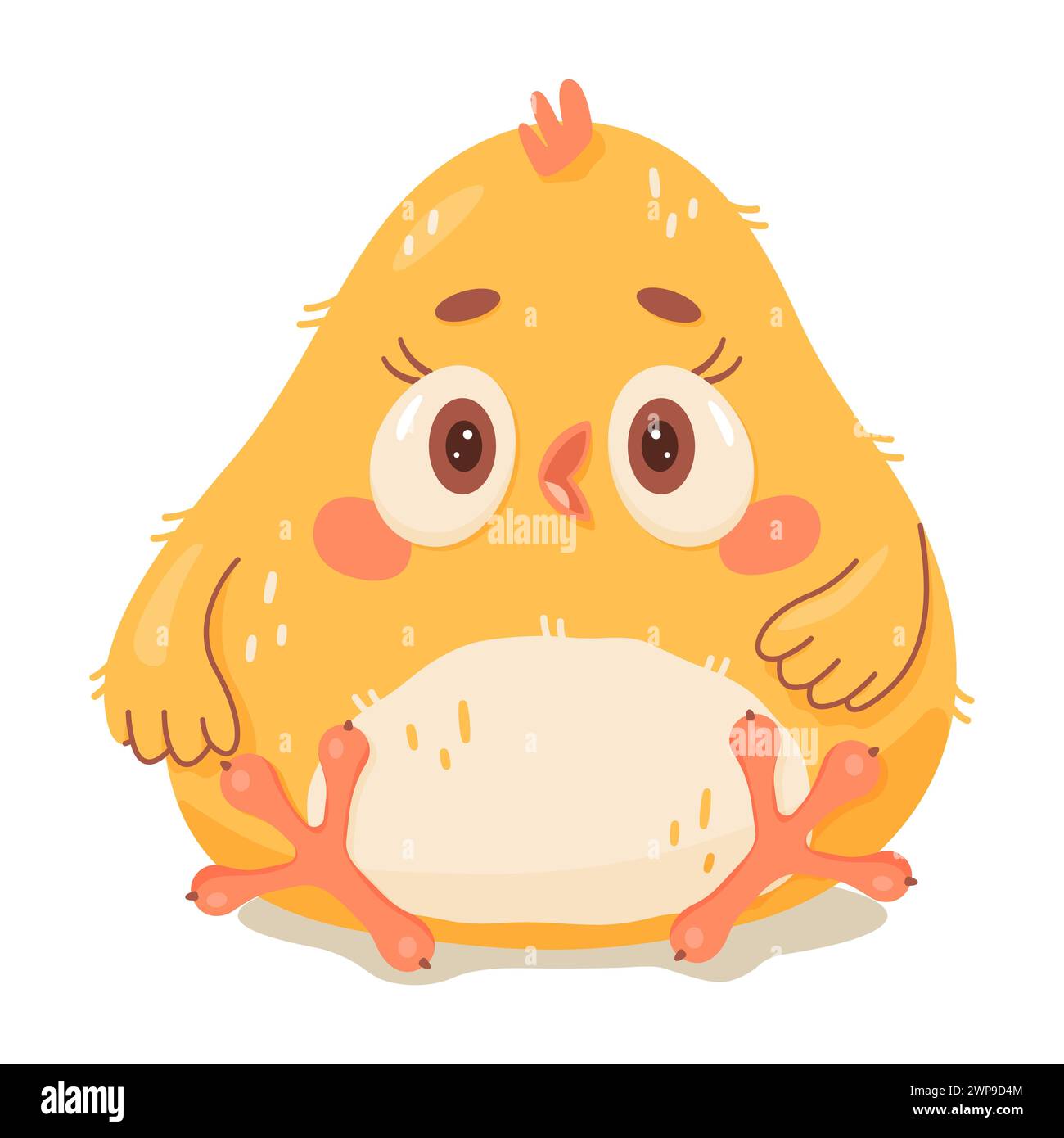Chicken hand drawn cute cartoon illustration small chick. Flat vector ...