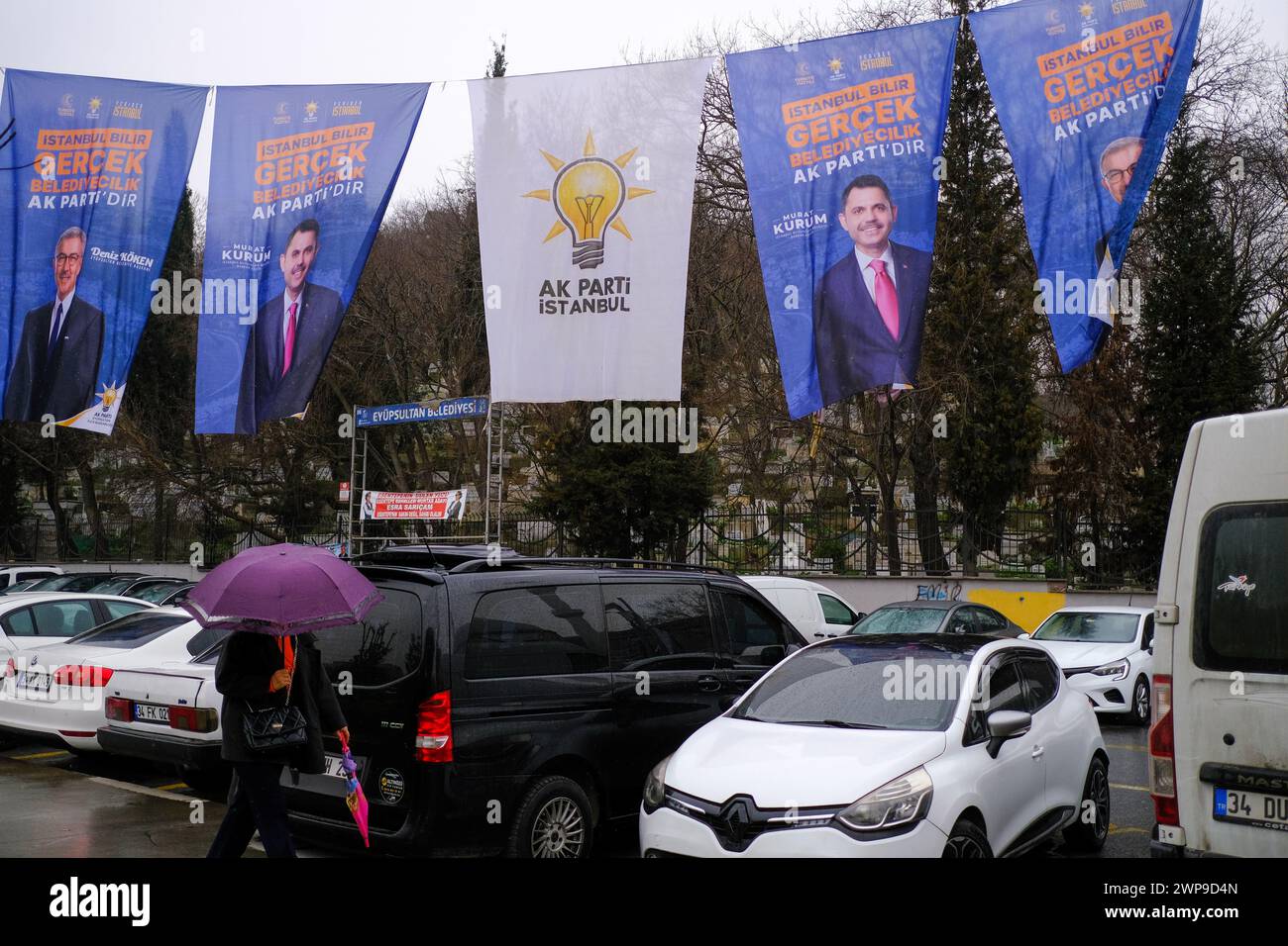 Stanbul, Turkey. 5th Mar, 2024. Banners of AKP Istanbul Metropolitan ...