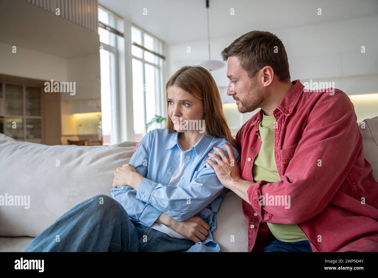 Discord in family relationships millennial couple, apologetic husband ...