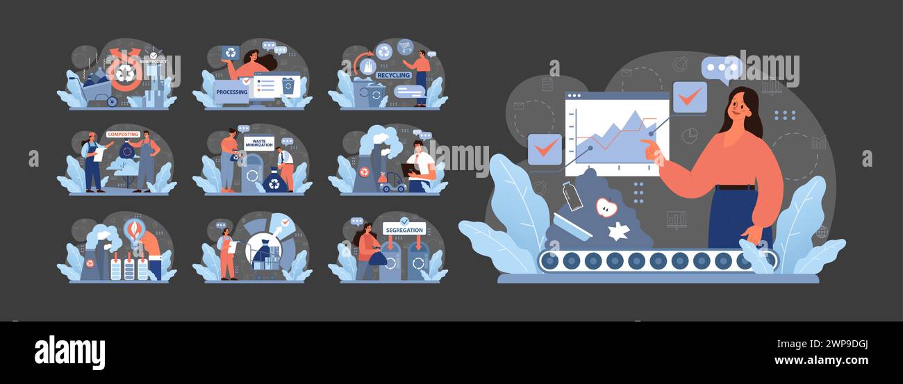 Waste Management set. Professionals demonstrate recycling processes ... Waste Management set. Professionals demonstrate recycling processes ...