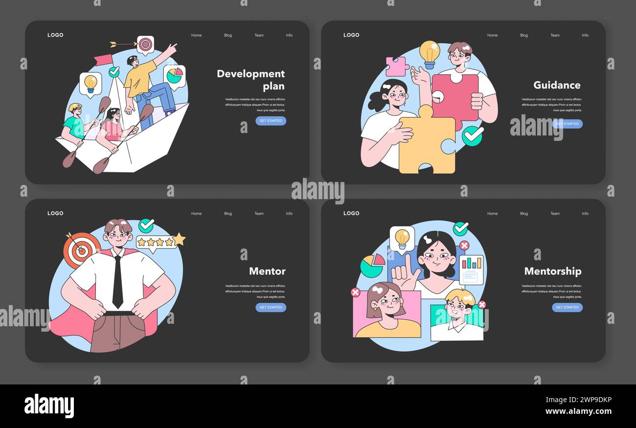 Mentorship set. Collaborative learning journey. Development plan charts ...