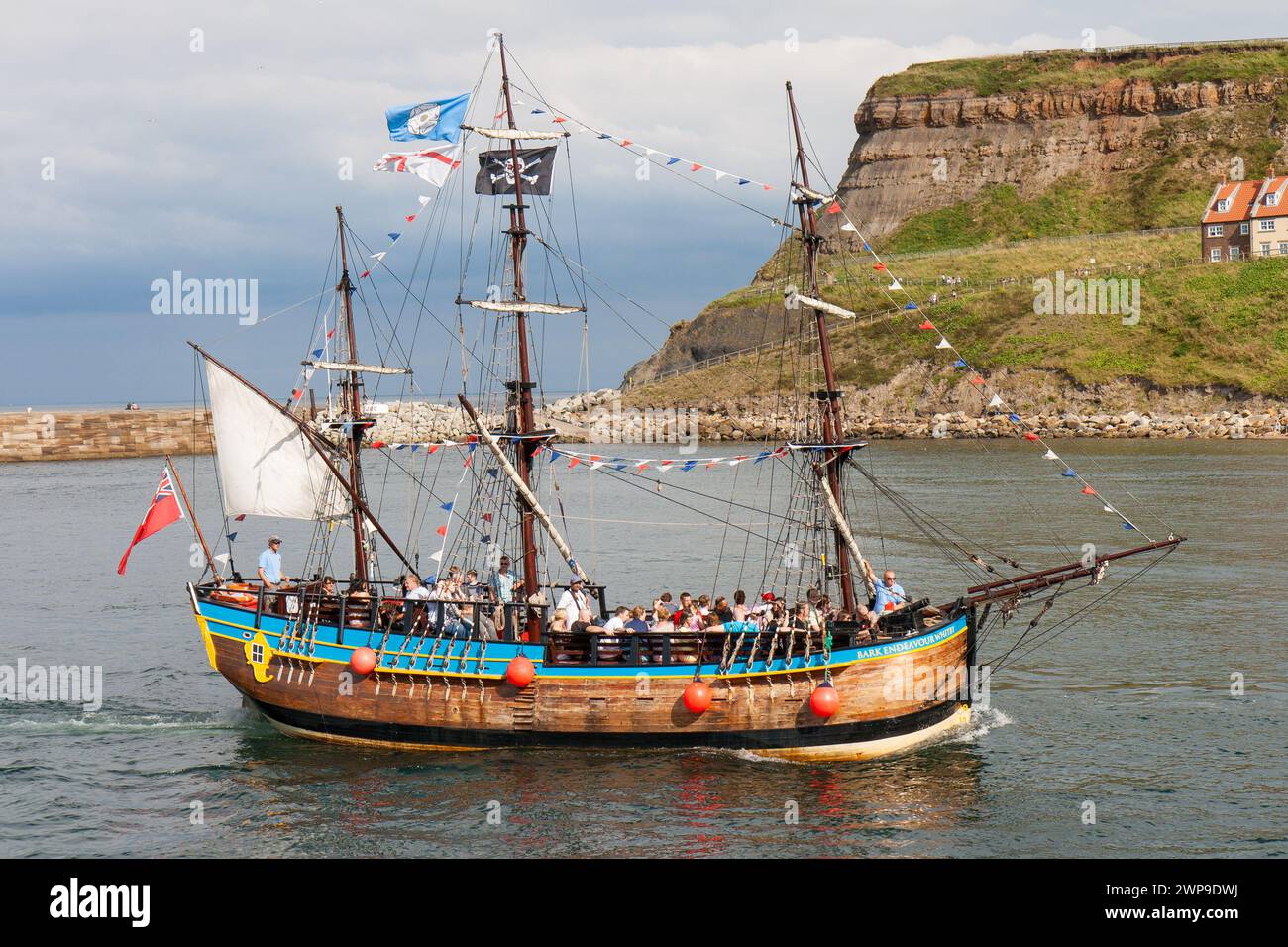 The Endeavour boat in Whitby harbour Stock Photo - Alamy