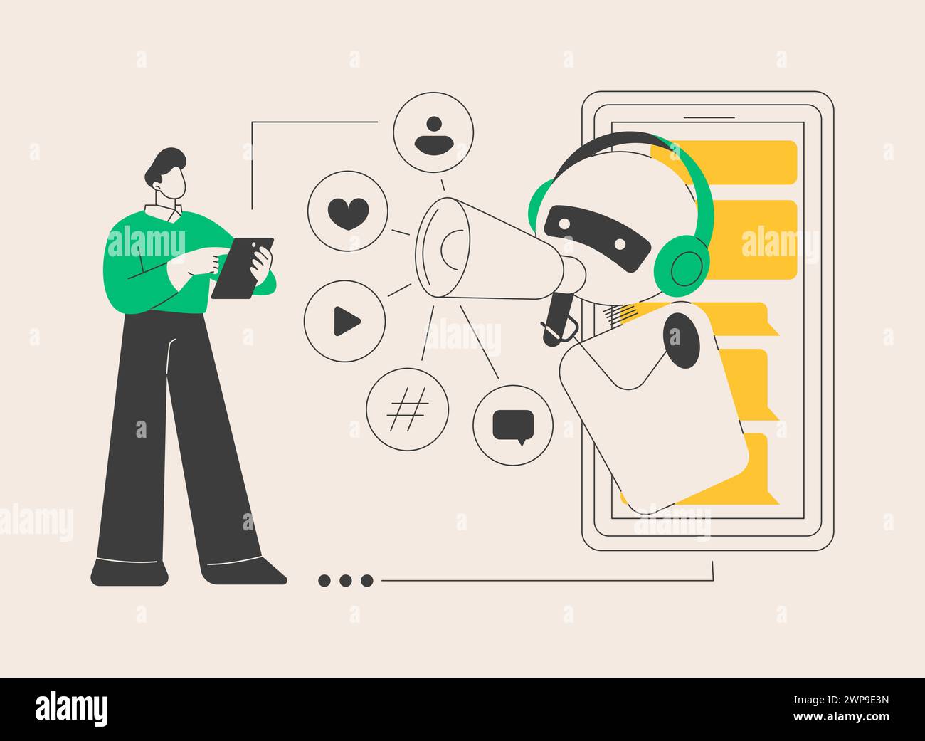 Artificial intelligence in social media abstract concept vector ...