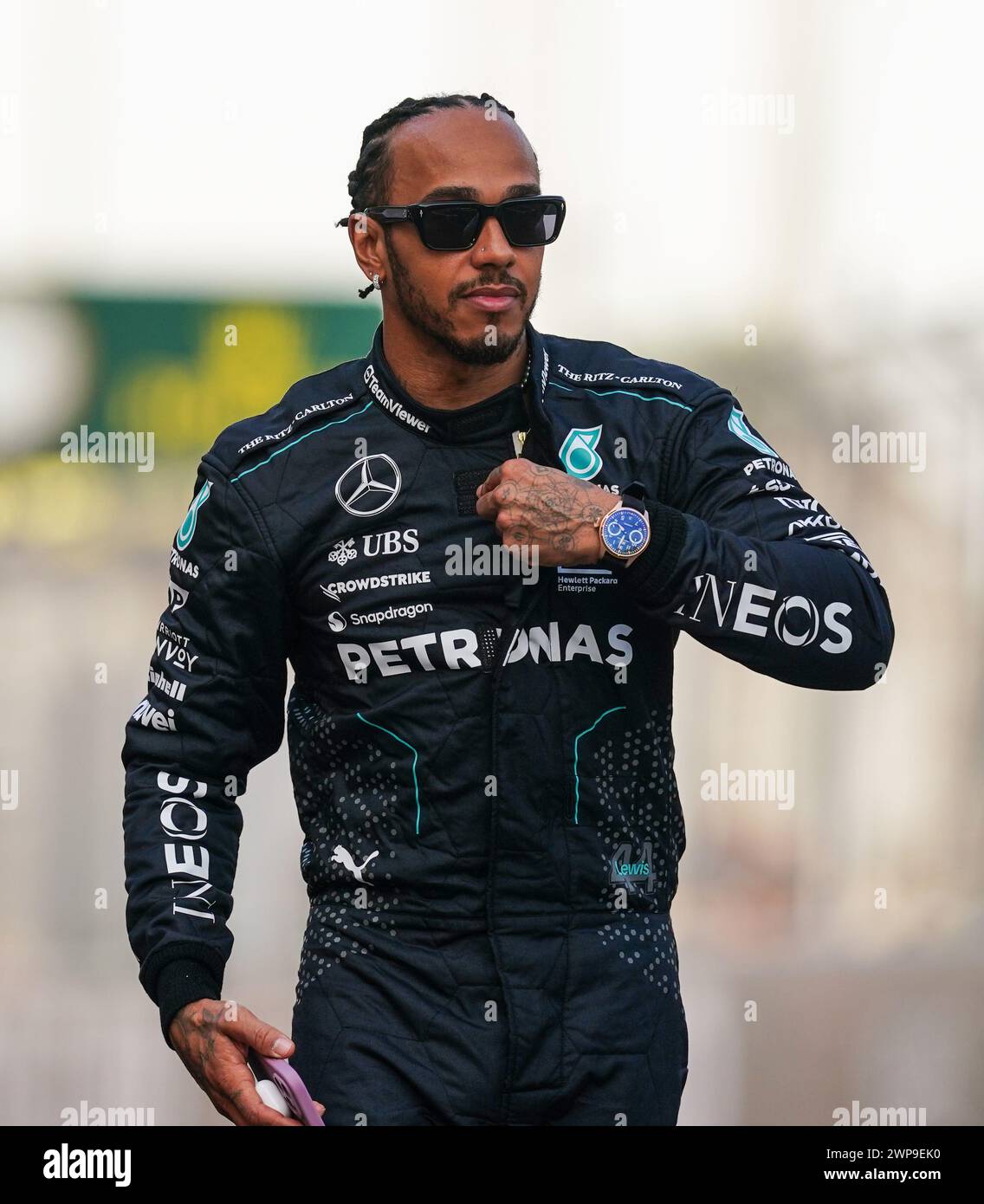 Mercedes' Lewis Hamilton during the Bahrain Grand Prix at the Bahrain ...