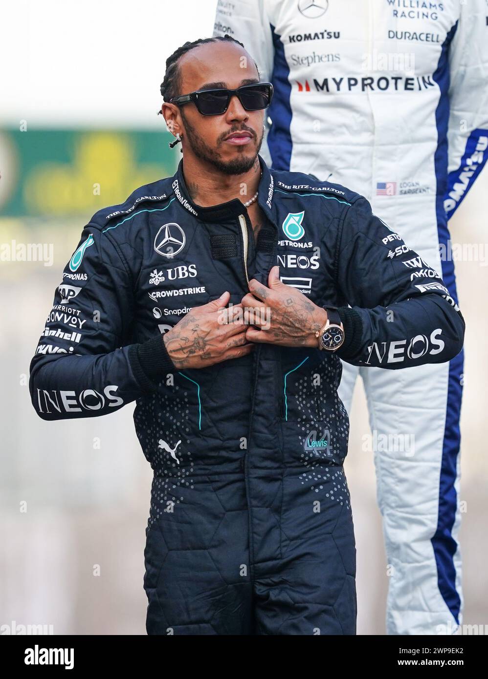 Mercedes' Lewis Hamilton during the Bahrain Grand Prix at the Bahrain ...
