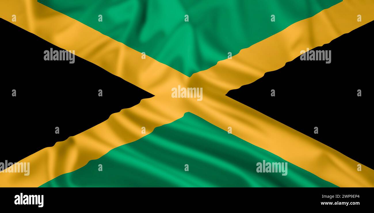 The Flag of Jamaica with a Ripple Effect Stock Photo - Alamy