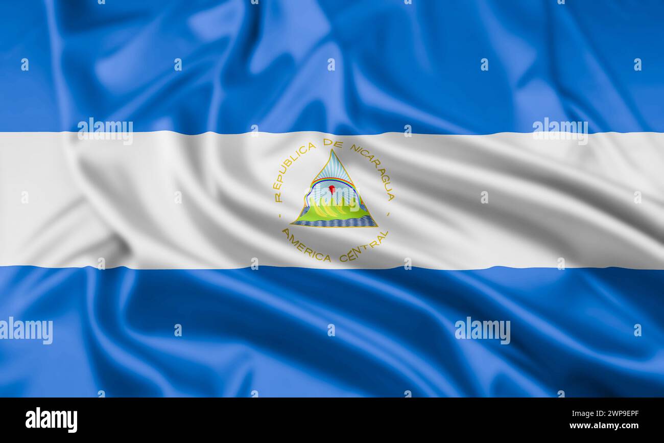 The Flag of The Republic of Nicaragua with a Ripple Effect Stock Photo ...