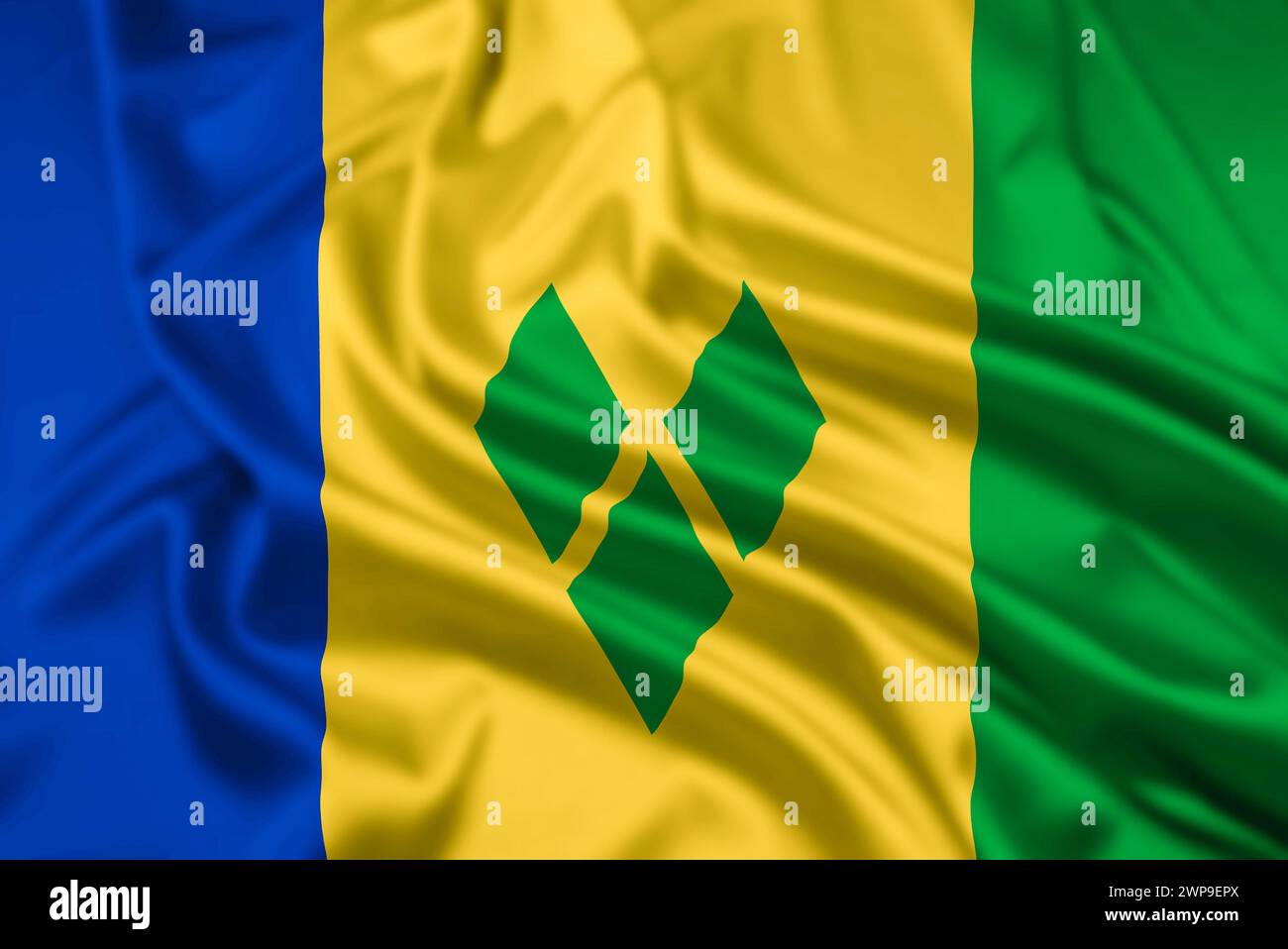 The Flag of Saint Vincent and the Grenadines with a Ripple Effect Stock ...