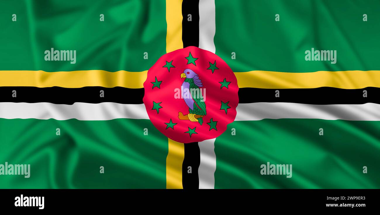 The Flag of The Commonwealth of Dominica with a Ripple Effect Stock ...