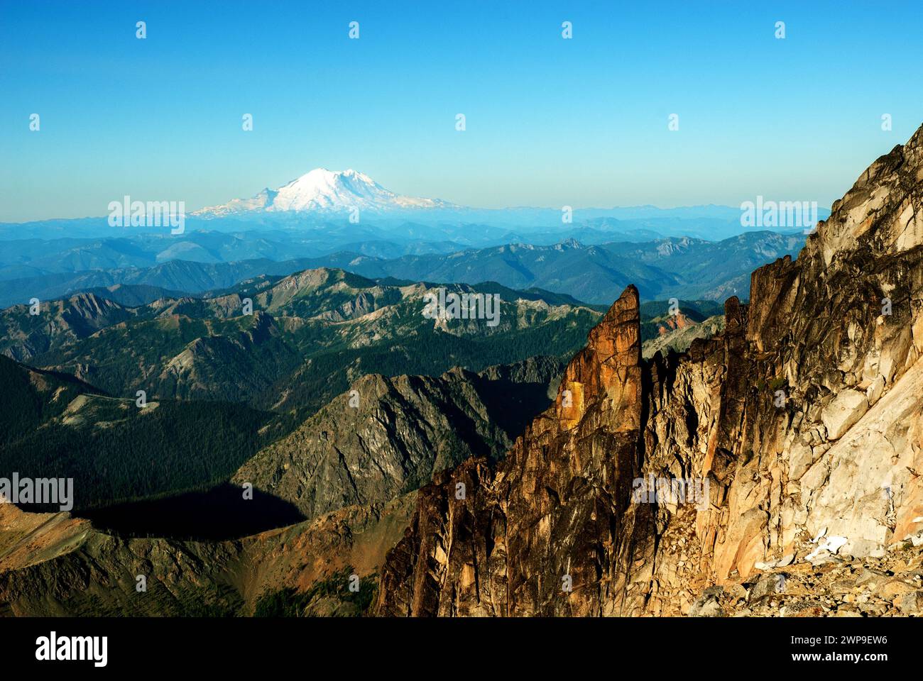 Carin built along the trail and view of Mt Adams in the Goat Rocks ...