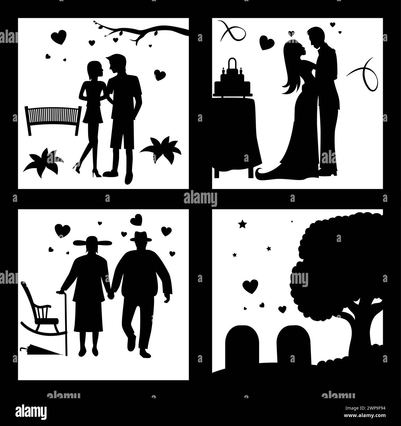 True Love Until Death Silhouette, Vector Illustration Stock Vector ...