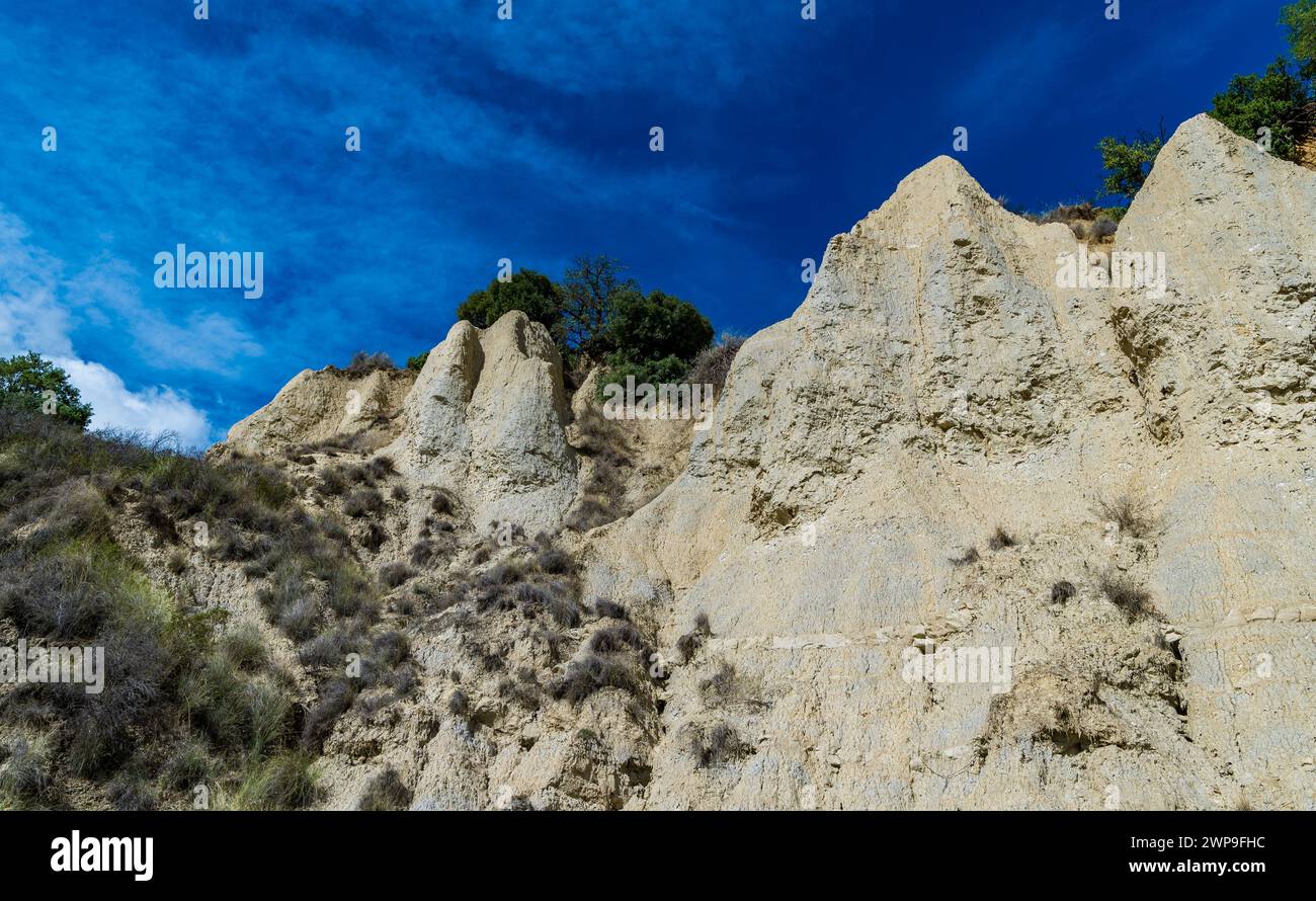 Aliano badlands (calanchi), landscape made of clay sculptures eroded by ...