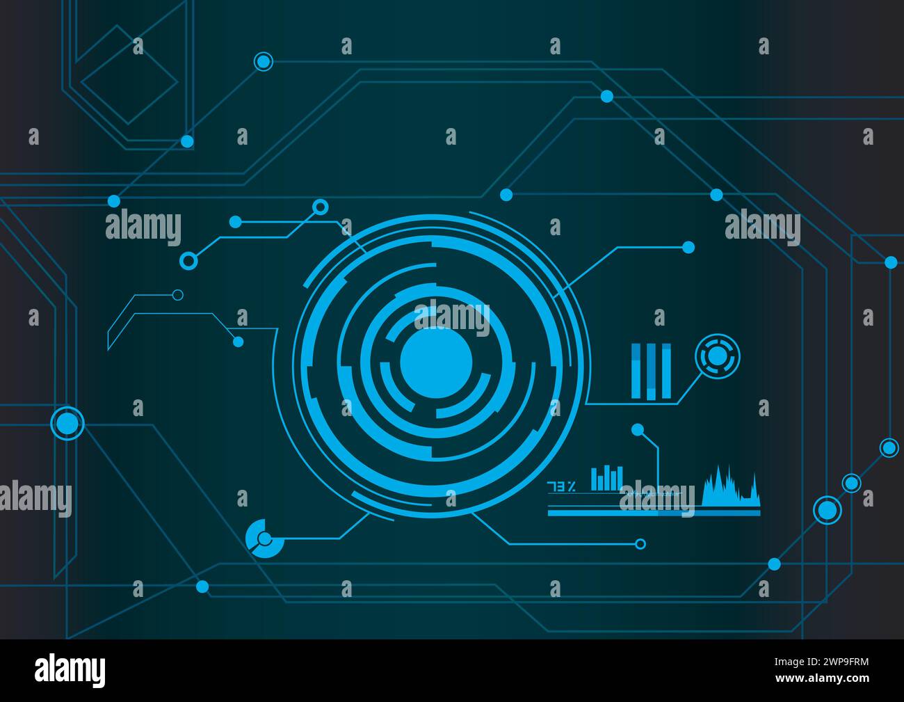 Technology Concept Turning Circle Touching, Vector Illustration Stock ...