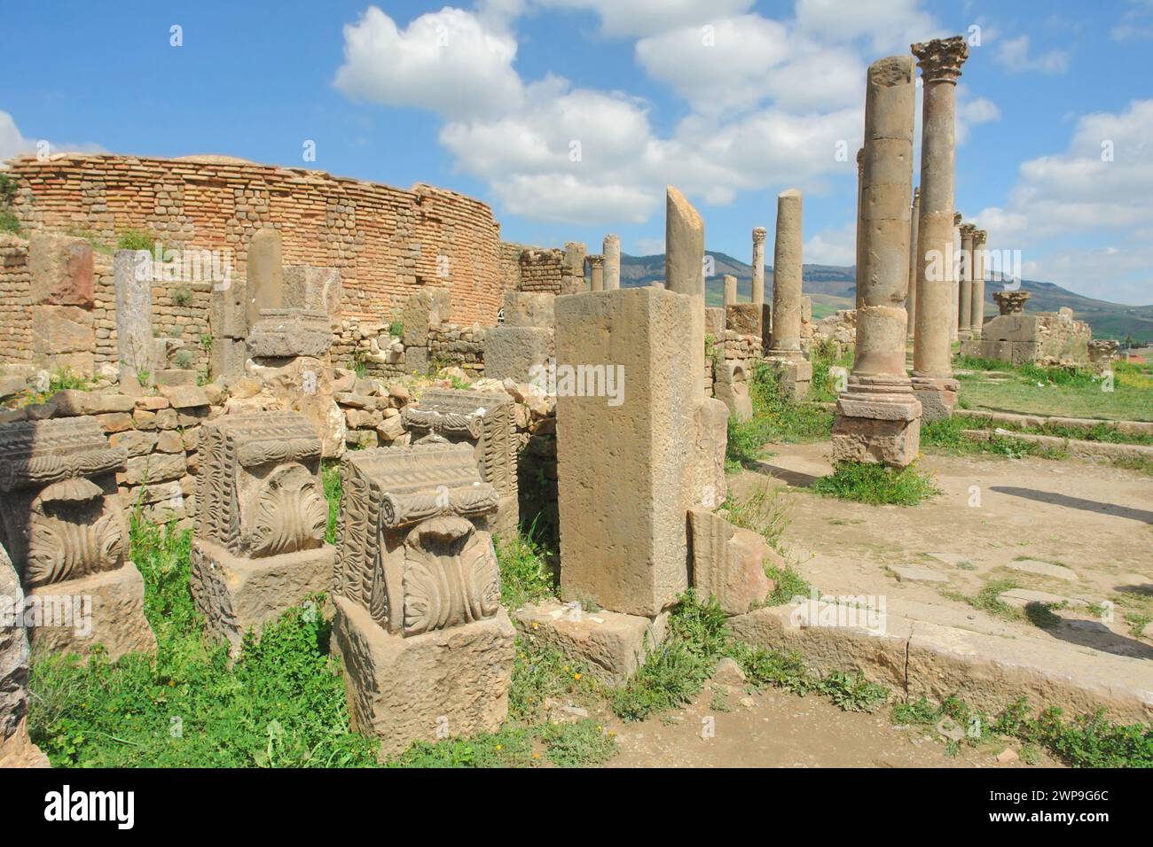 View of the ruins of the Roman city of Cuicul located on the territory ...