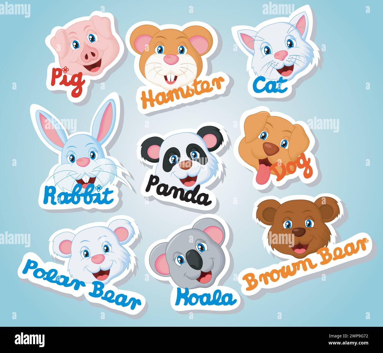 Head Cute Pet Sticker Set, Vector Illustration Stock Vector Image & Art ...