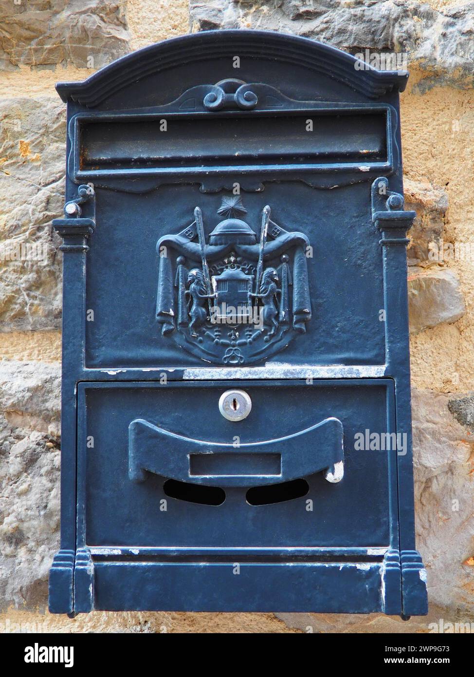 Vintage beautiful metal mailbox for letters in the old decorative style ...