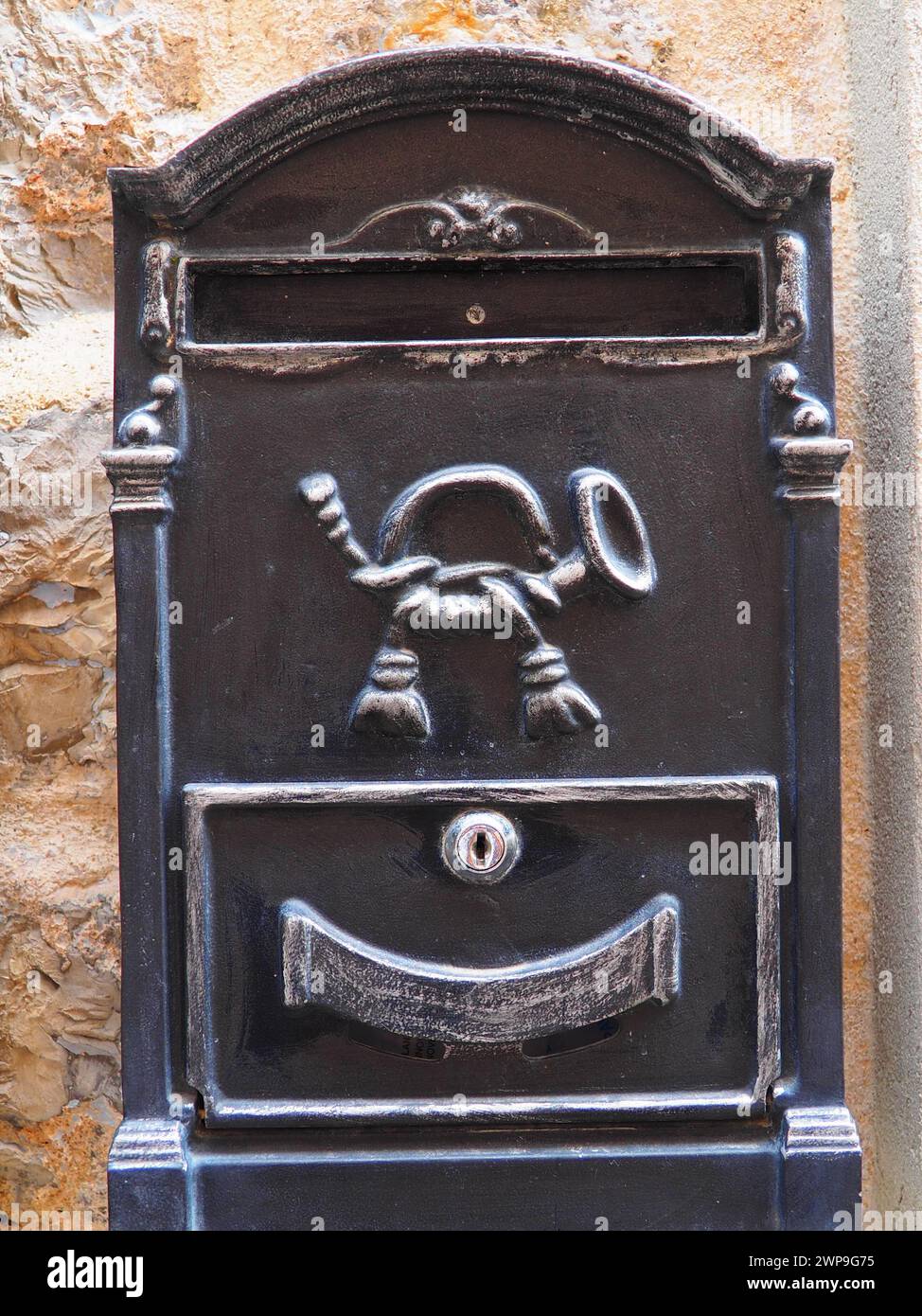 Vintage beautiful metal mailbox for letters in the old decorative style ...