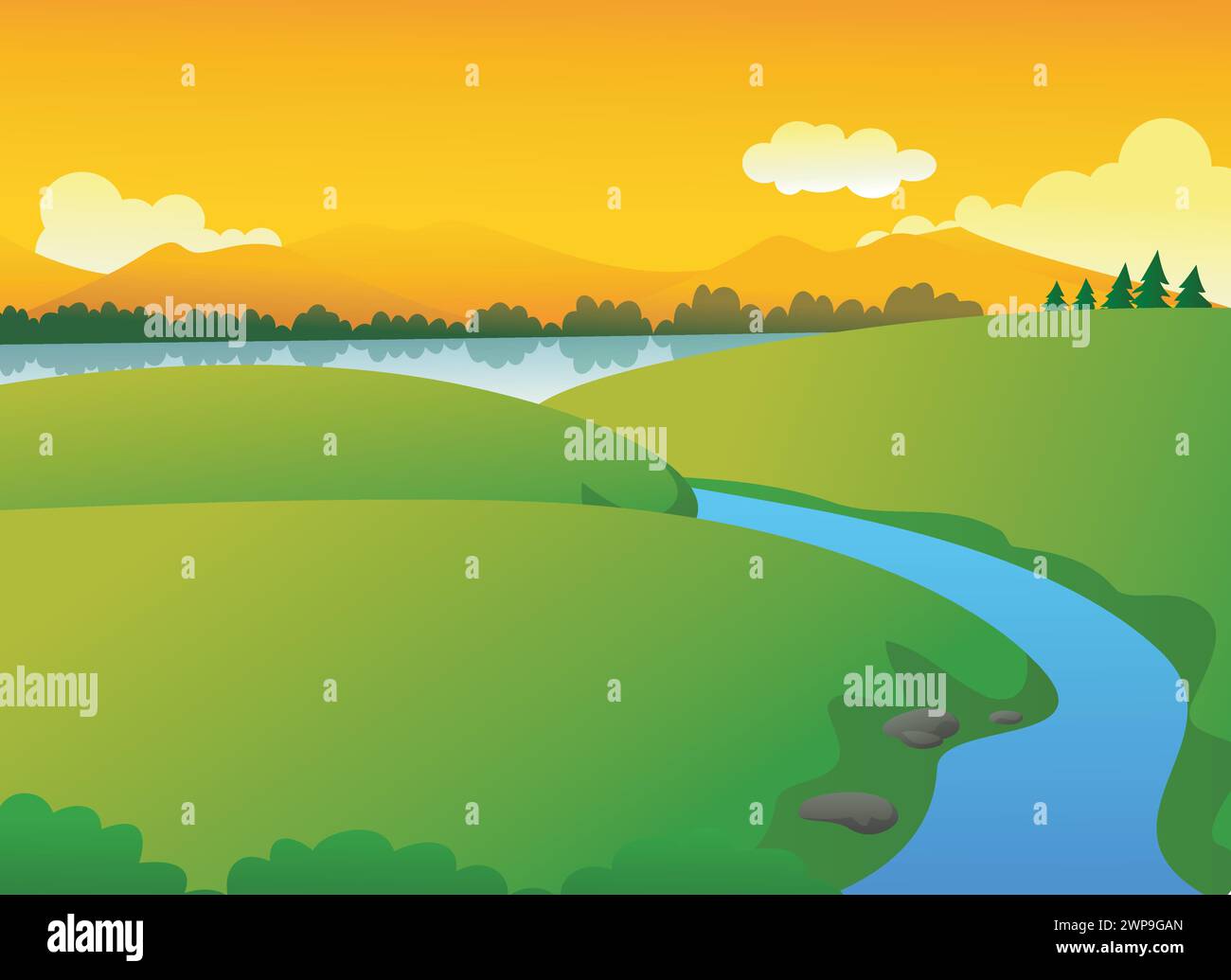 Mountain and lush countryside Stock Vector Images - Alamy