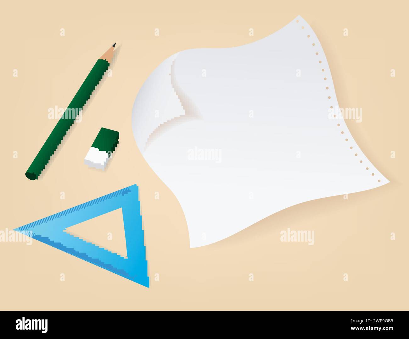 Pencil ruler rubber paper Stock Vector Images - Alamy