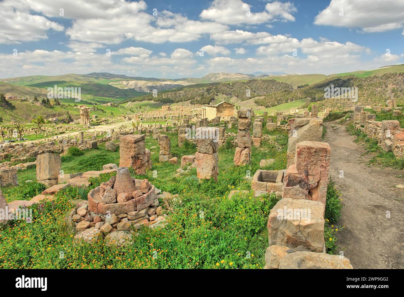 View of the ruins of the Roman city of Cuicul located on the territory ...
