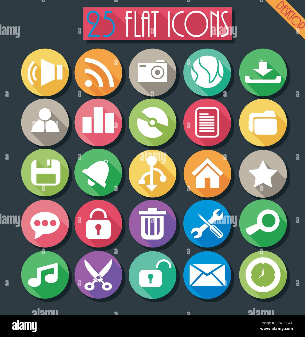 Desktop Flat Icons Set isolated, Vector Illustration Stock Vector Image & Art - Alamy