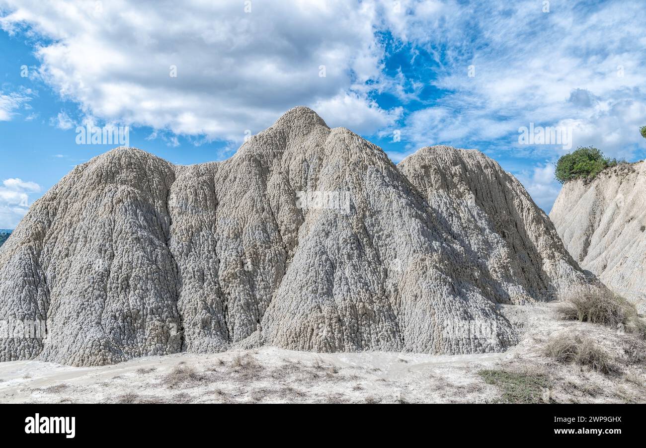 Aliano badlands (calanchi), landscape made of clay sculptures eroded by ...