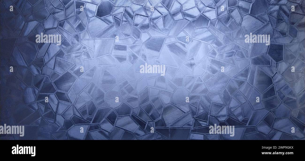 Blue light through the glass. Corrugated glass refracts the rays of the ...