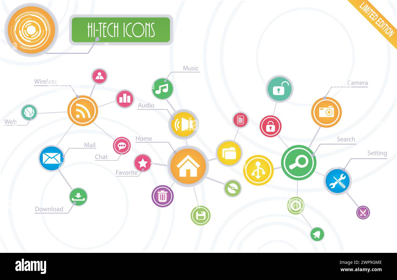 Tech icons collection vector vectors hi-res stock photography and ...