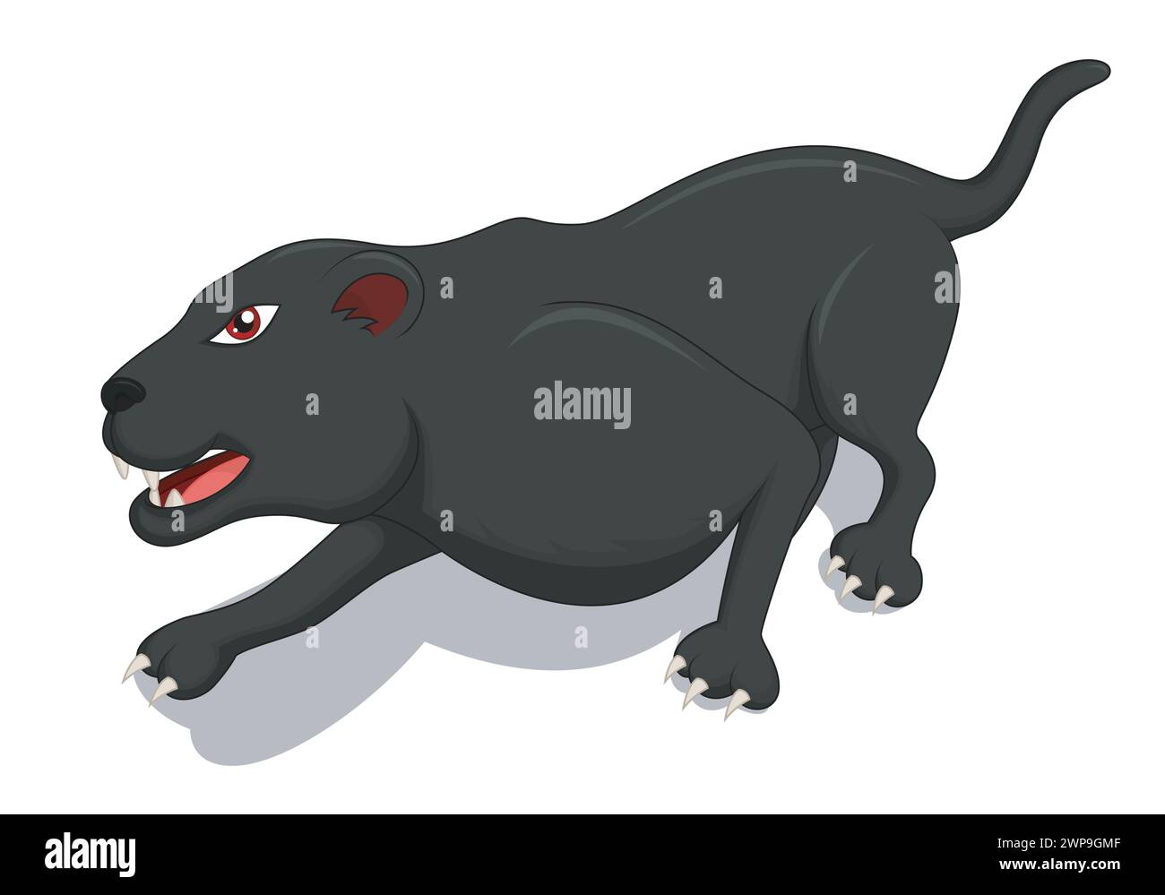 Hungry Black Panther Cartoon, Vector Illustration Stock Vector Image ...