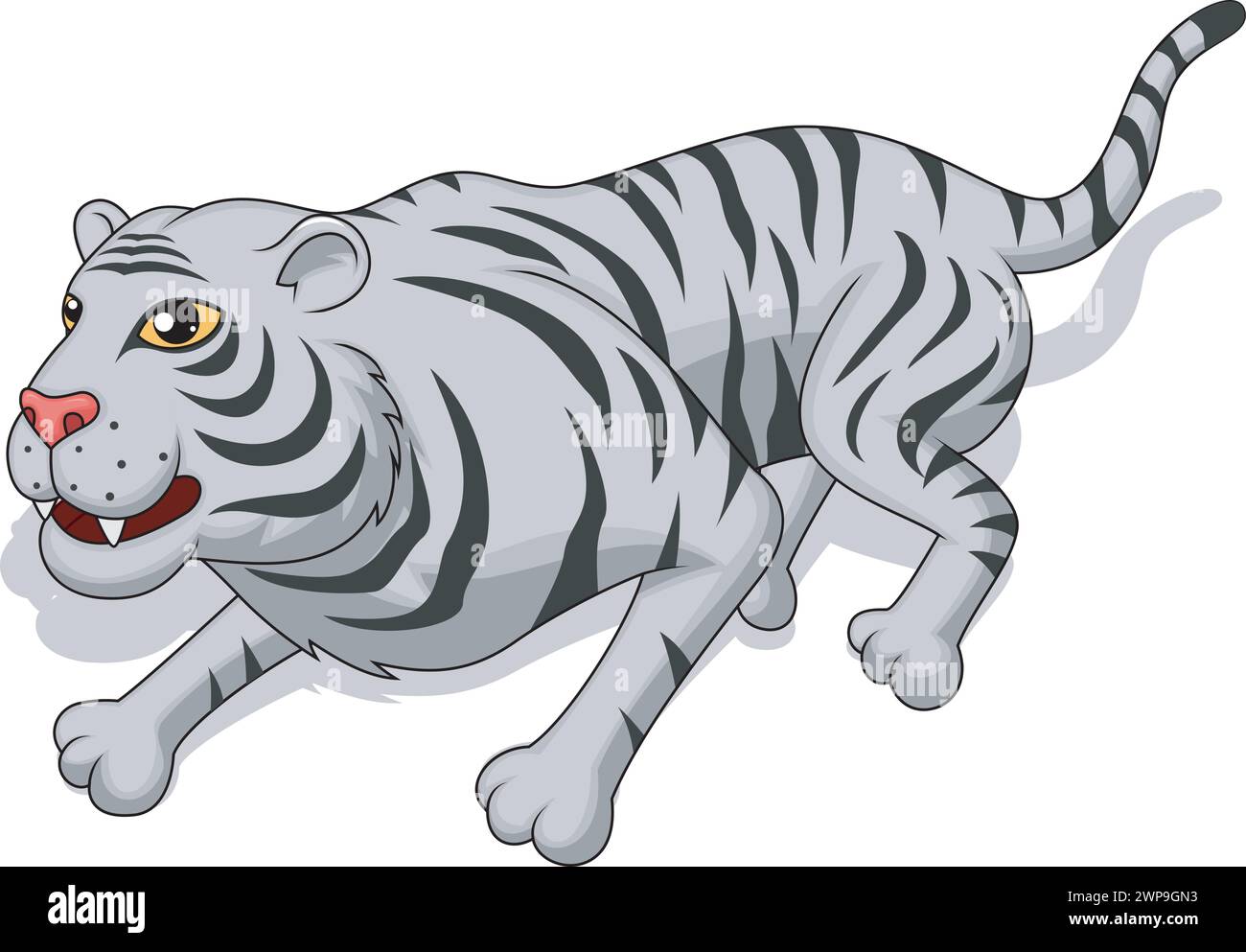 Aggressive white tiger cartoon, Vector Illustration Stock Vector Image ...