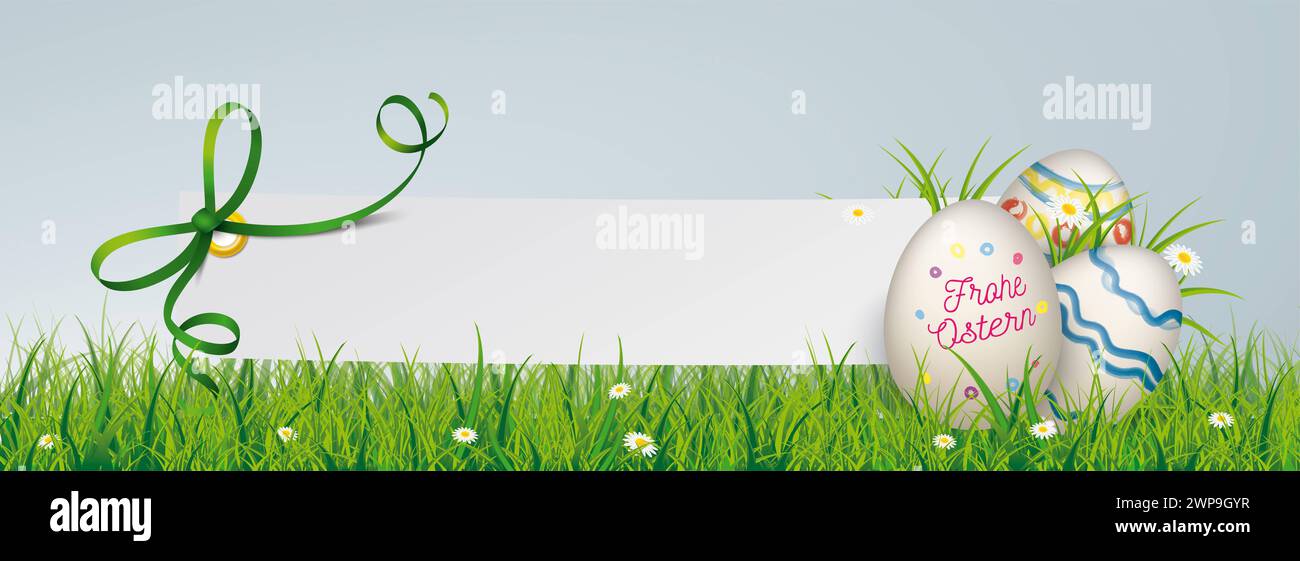 Easter Egg Paper Banner Frohe Ostern Grey Header German text Frohe ...