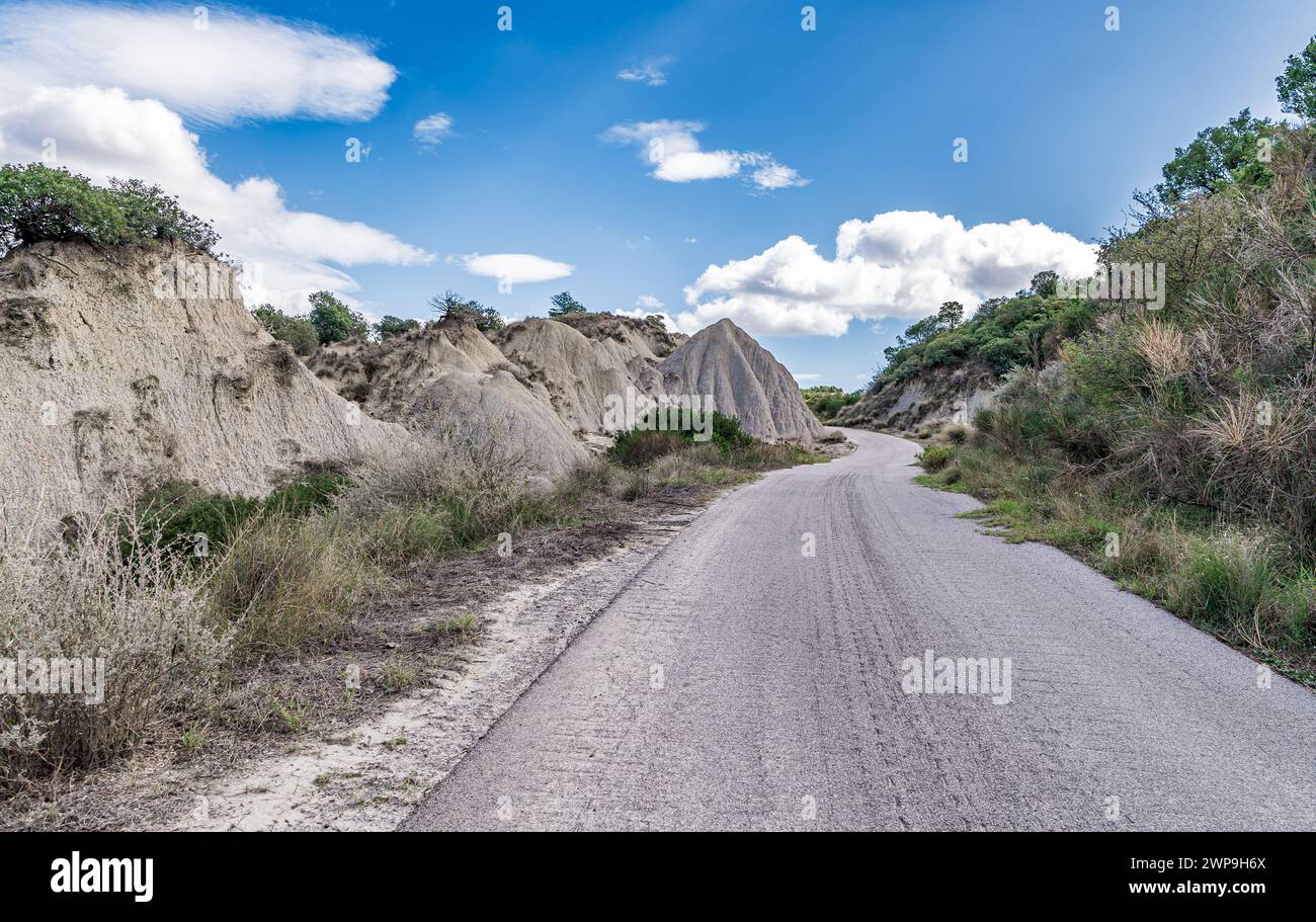 Aliano badlands (calanchi), landscape made of clay sculptures eroded by ...