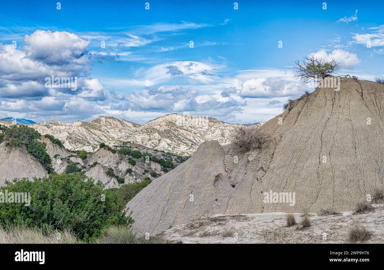 Aliano badlands (calanchi), landscape made of clay sculptures eroded by ...