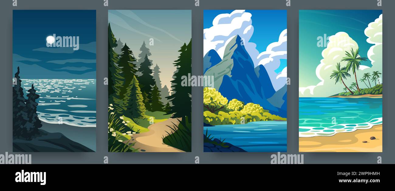 Nature landscape. Summer beach. Sea sunset. Ocean waves. Sky clouds ...