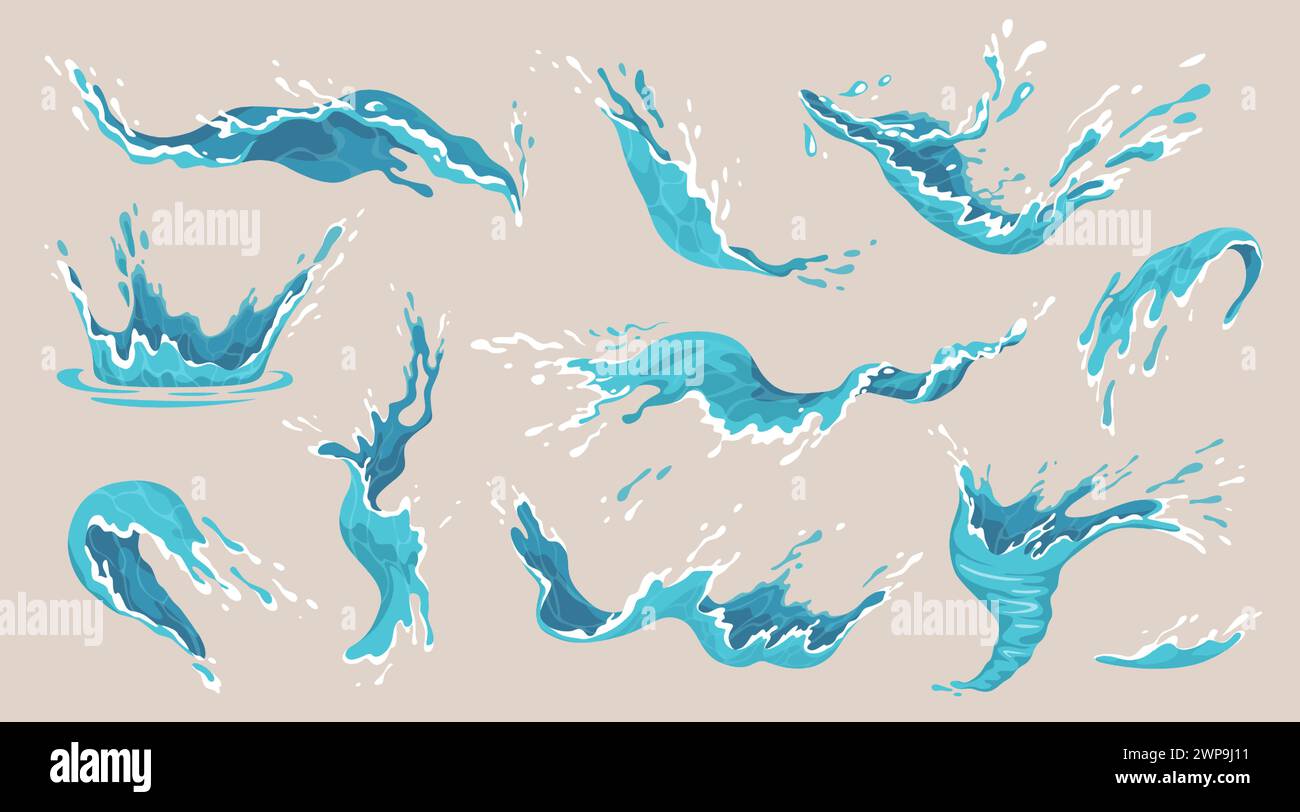 Water splash. Ocean wave, sea drop with circle liquid effect of swirl ...