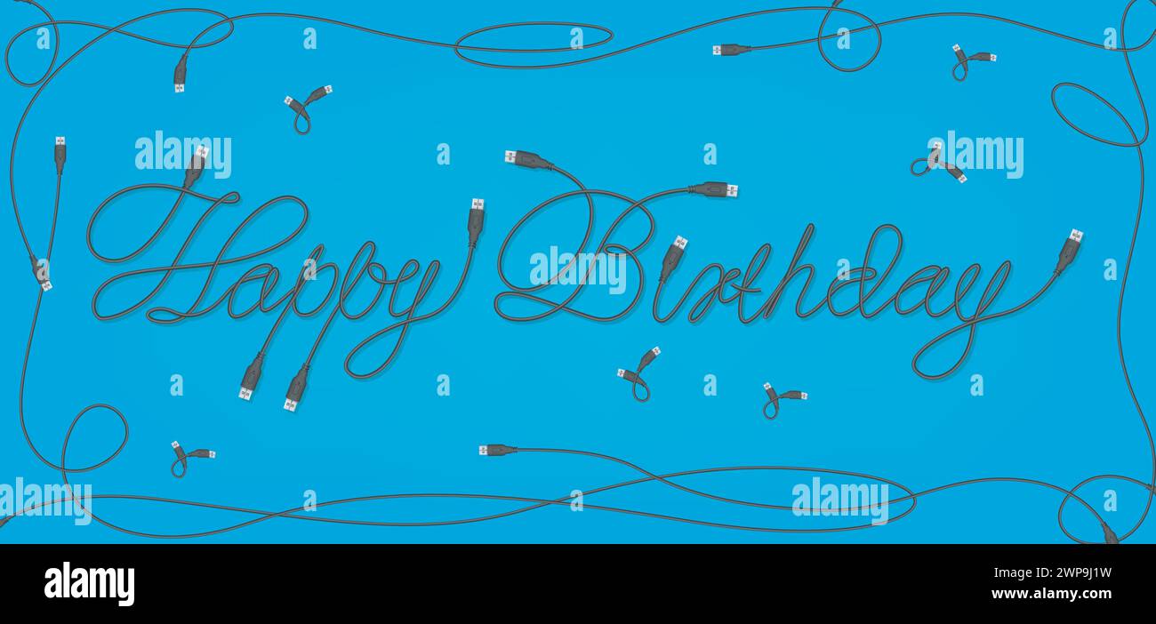 Happy Birthday USB Font Design, Vector Illustration Stock Vector Image ...