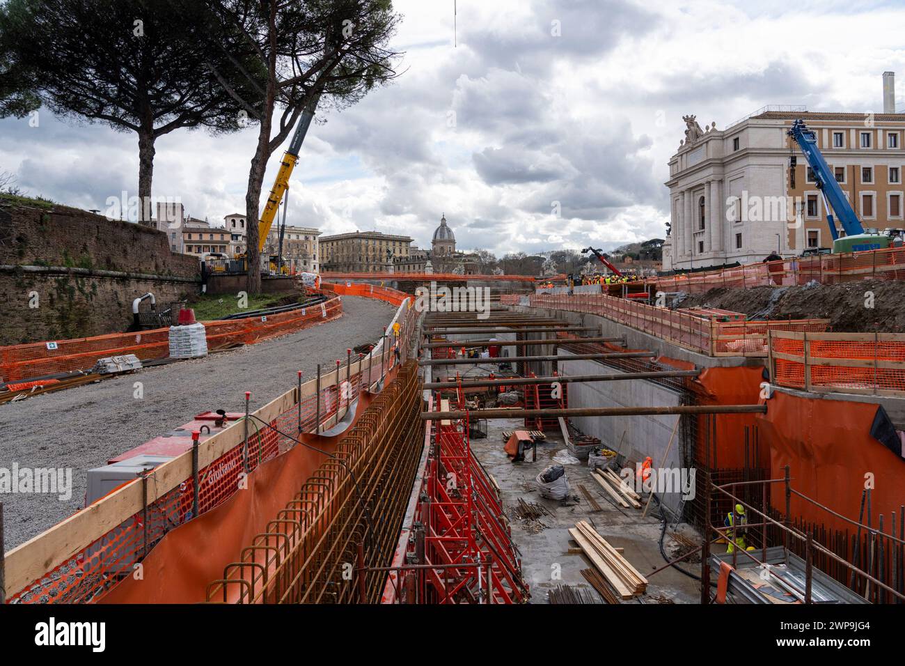 Construction workers seen at the construction site where a new ...