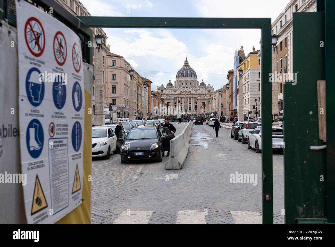 View of St. Peter's Basilica through the access door to the ...